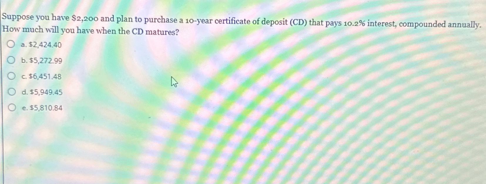 Solved Suppose you have $2,200 ﻿and plan to purchase a | Chegg.com