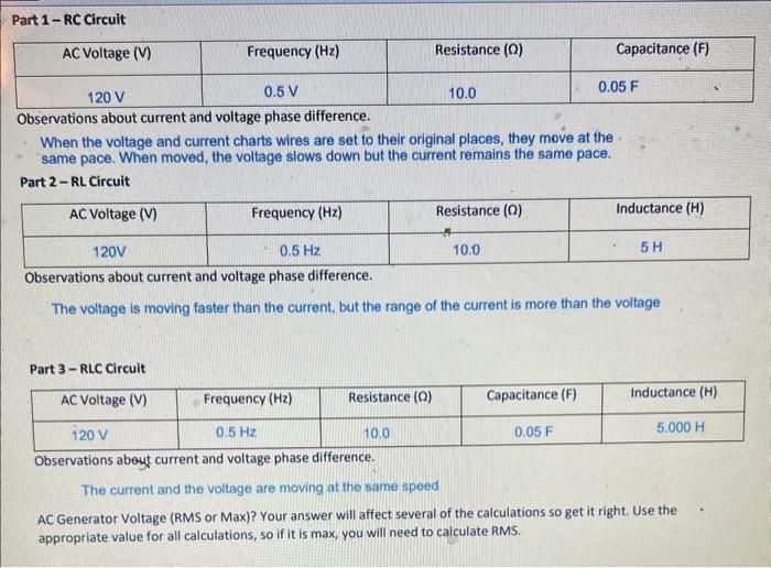 Solved Part 1-RC Circuit Observations about current and | Chegg.com