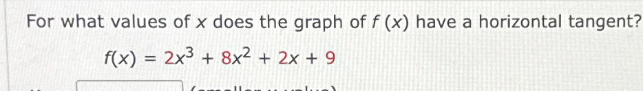 Solved For what values of x ﻿does the graph of f(x) ﻿have a | Chegg.com