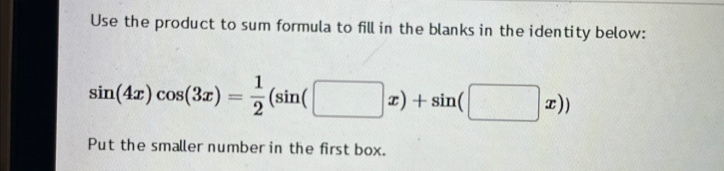 Solved Use the product to sum formula to fill in the blanks | Chegg.com