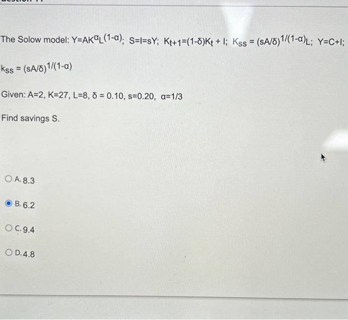 Solved The Solow model: | Chegg.com