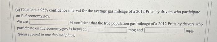 Solved 5.8 Fuel efficiency of Prius: Fueleconomy.gov, the | Chegg.com