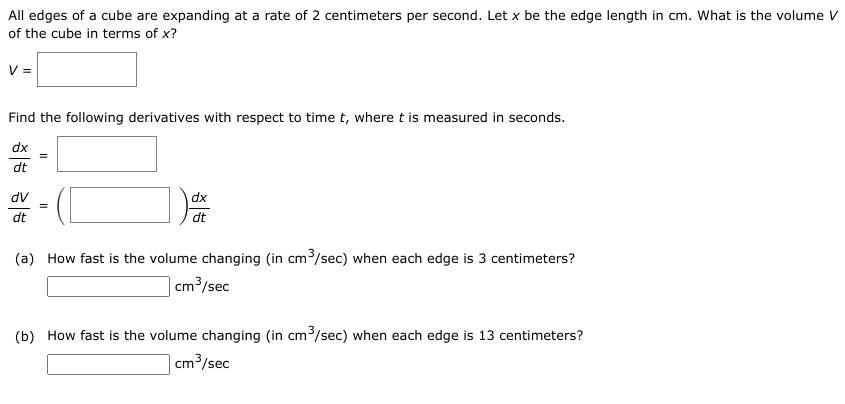 Solved All edges of a cube are expanding at a rate of 2 | Chegg.com