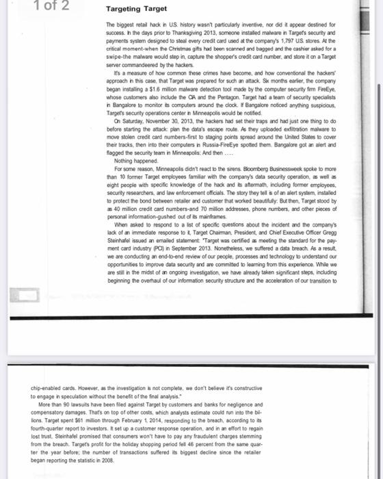 Solved Targeting Target The biggest retal hack in US. | Chegg.com