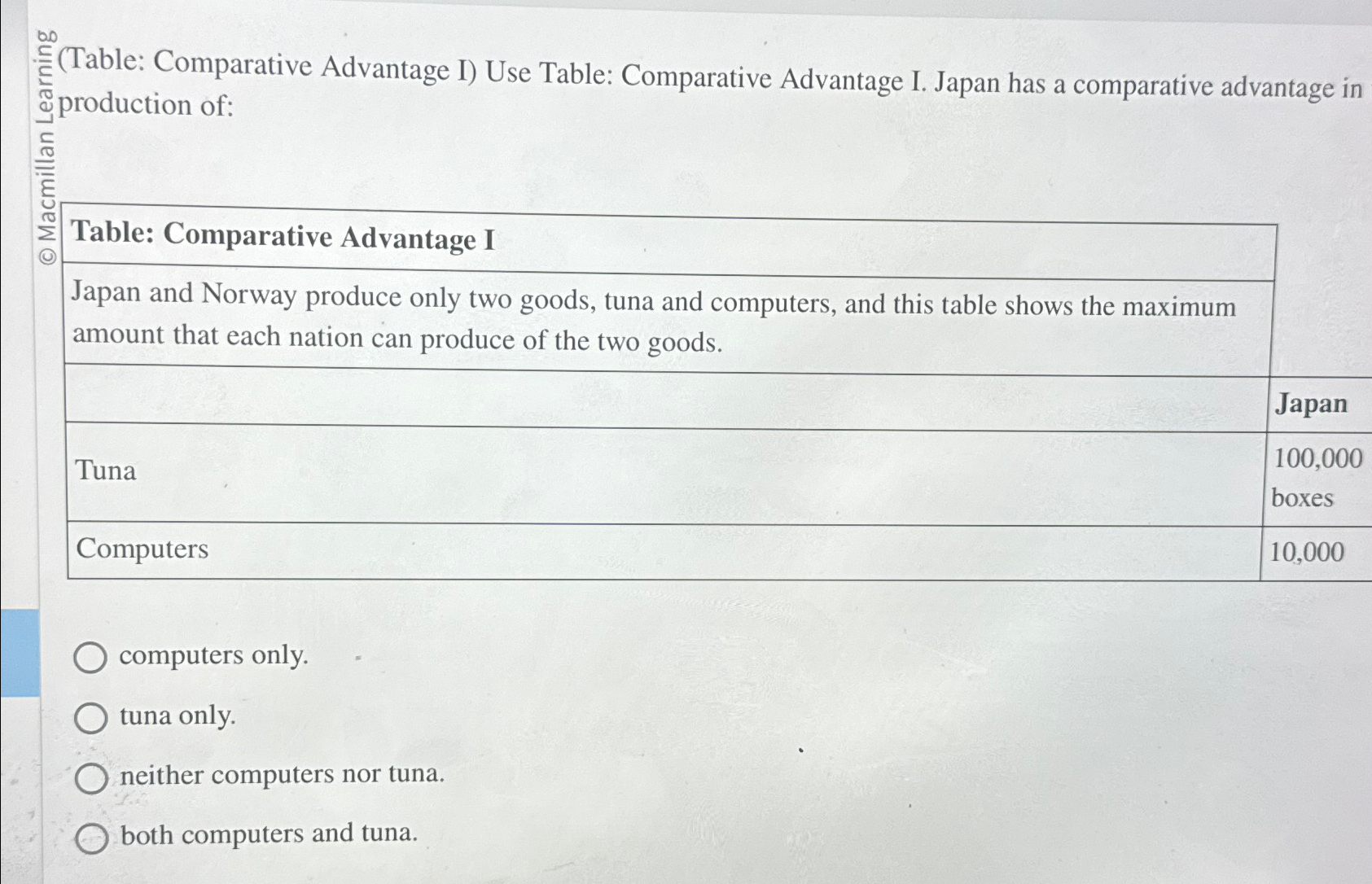 Solved (Table: Comparative Advantage I) ﻿Use Table: | Chegg.com