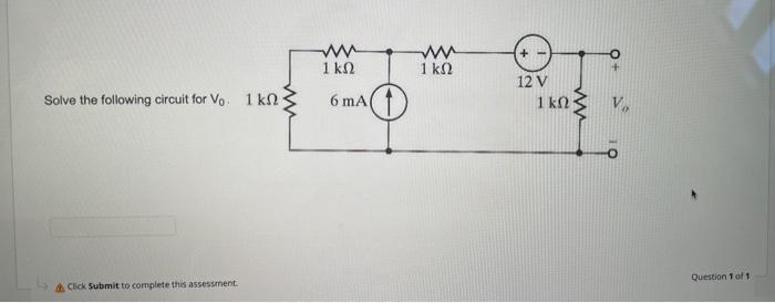 Solved Solve the following circuit for V0. At Click Submit | Chegg.com