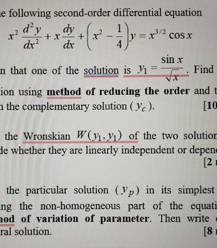 Solved e following second-order differential equation | Chegg.com