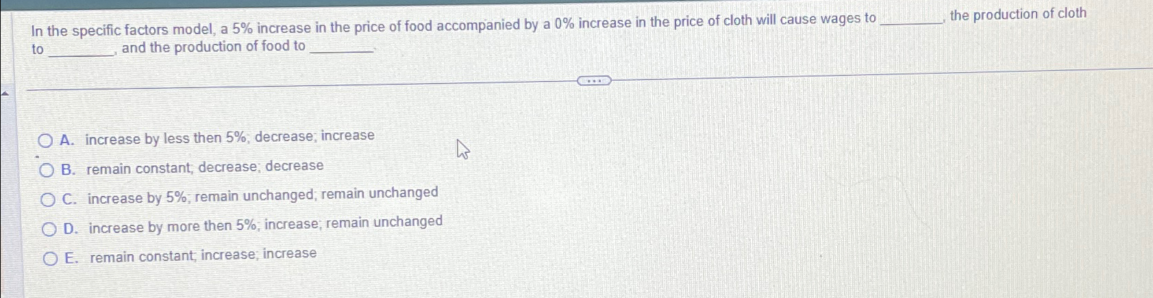 Solved In the specific factors model, a 5% ﻿increase in the | Chegg.com