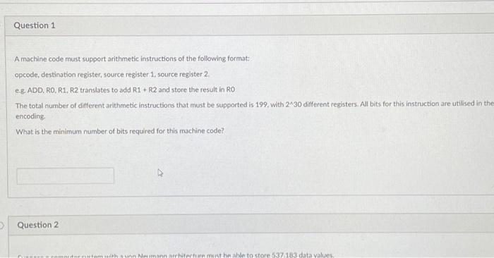 Solved Question 1 A machine code must support arithmetic | Chegg.com