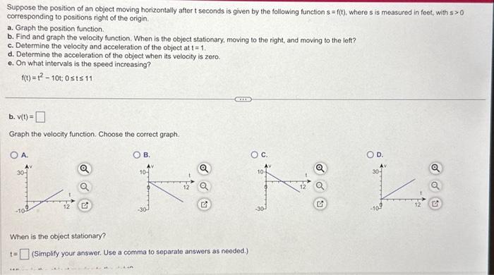 Solved Suppose the position of an object moving horizontally | Chegg.com