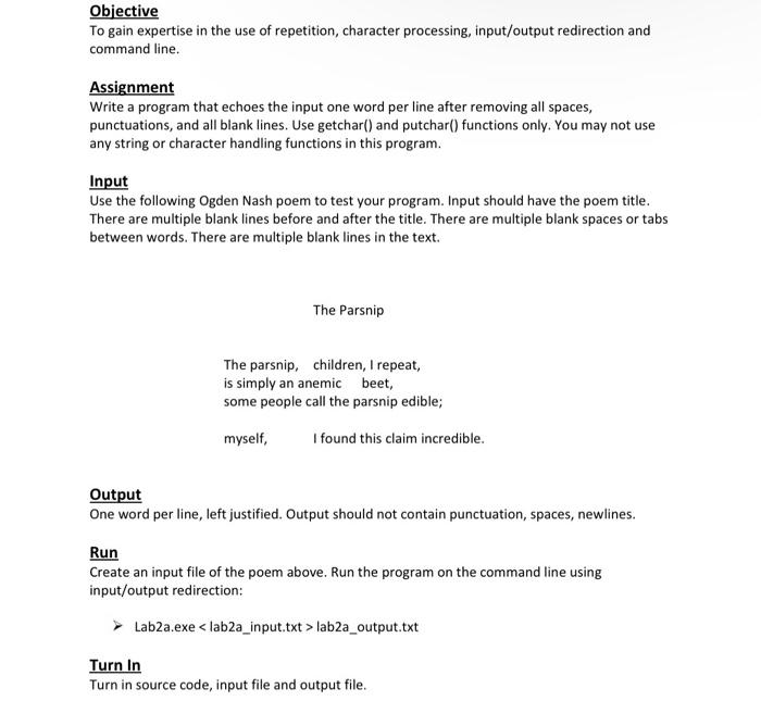Solved Use C language ONLY and please read the prompt | Chegg.com
