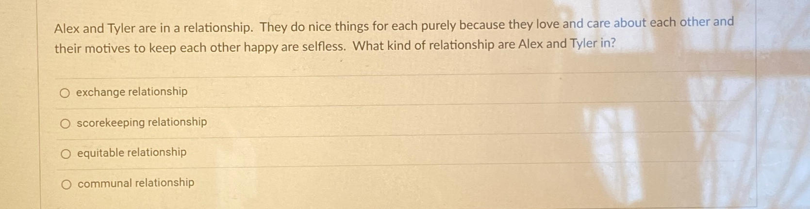 Solved Alex and Tyler are in a relationship. They do nice | Chegg.com