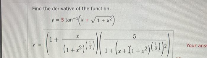 Solved Find the derivative of the function. | Chegg.com