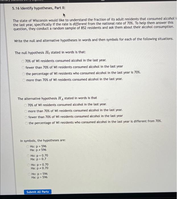 Solved 5.16 Identify hypotheses, Part II: The state of | Chegg.com