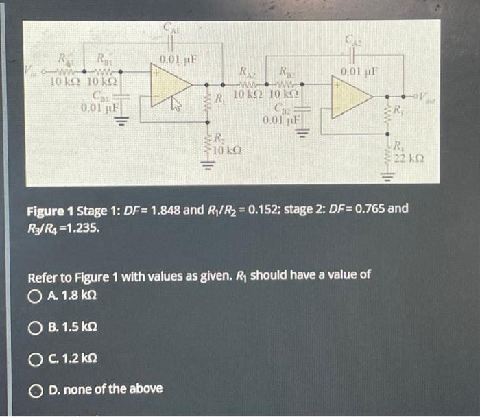 Solved Figure 1 Stage 1: DF=1.848 and R1/R2=0.152; stage | Chegg.com