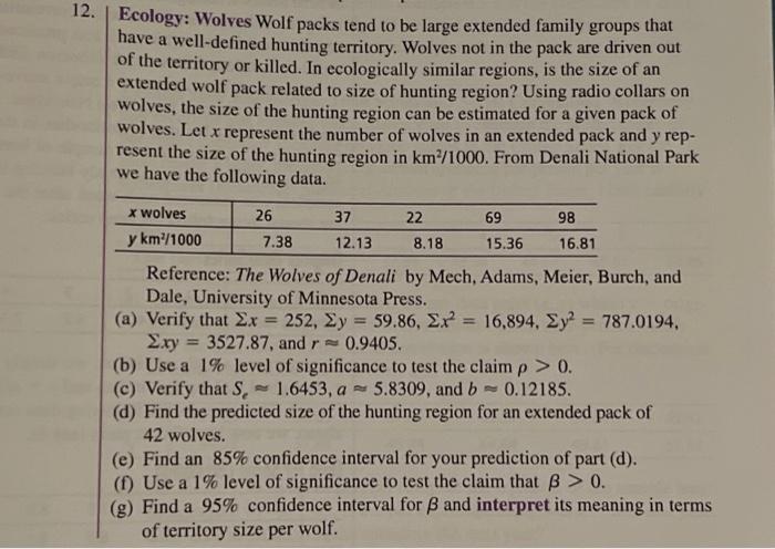 Solved Ecology: Wolves Wolf packs tend to be large extended | Chegg.com