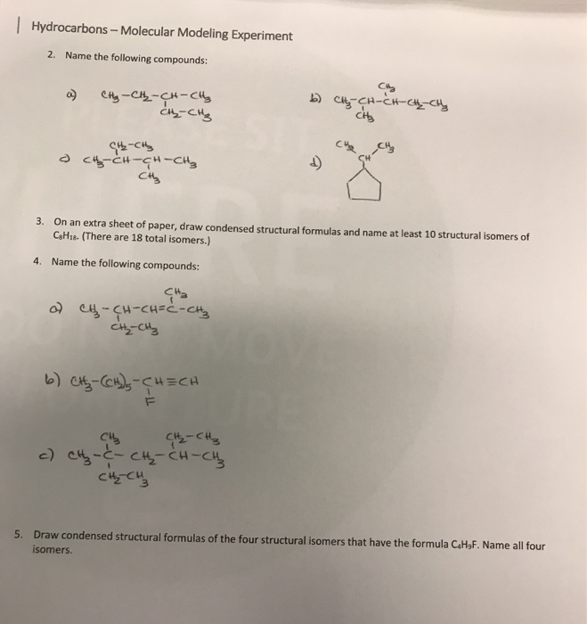 Solved Hydrocarbons - Molecular Modeling Experiment 4. Look | Chegg.com