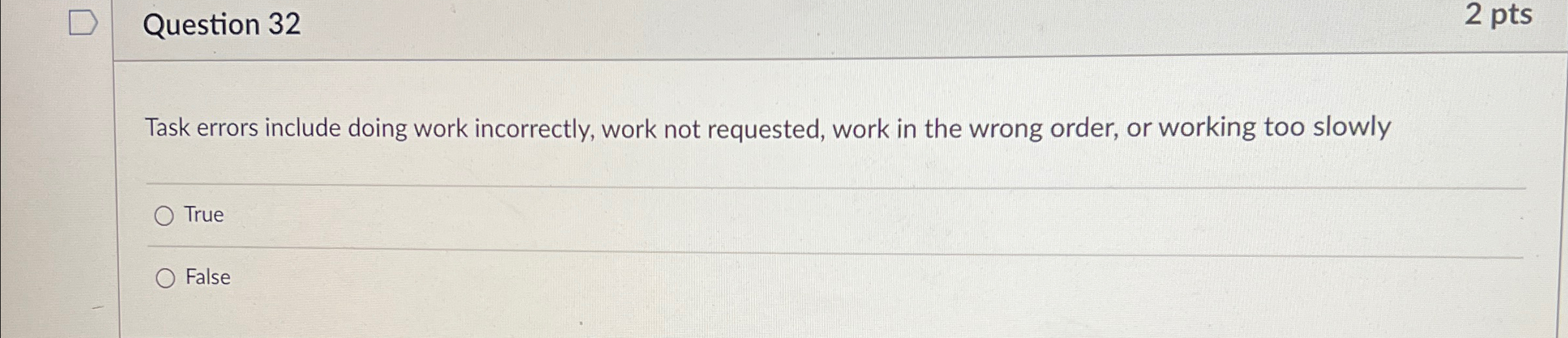Solved Question 322 ﻿ptsTask errors include doing work | Chegg.com