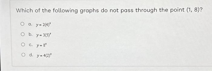 Solved Which of the following graphs do not pass through the | Chegg.com