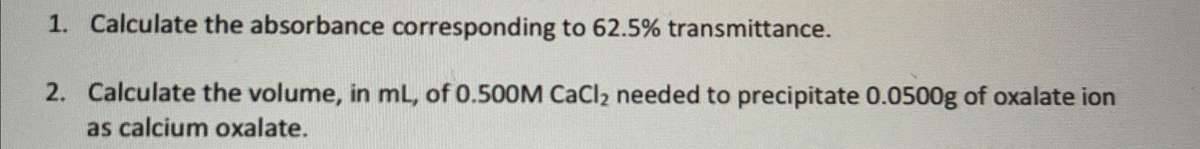 Solved Calculate the absorbance corresponding to 62.5% | Chegg.com