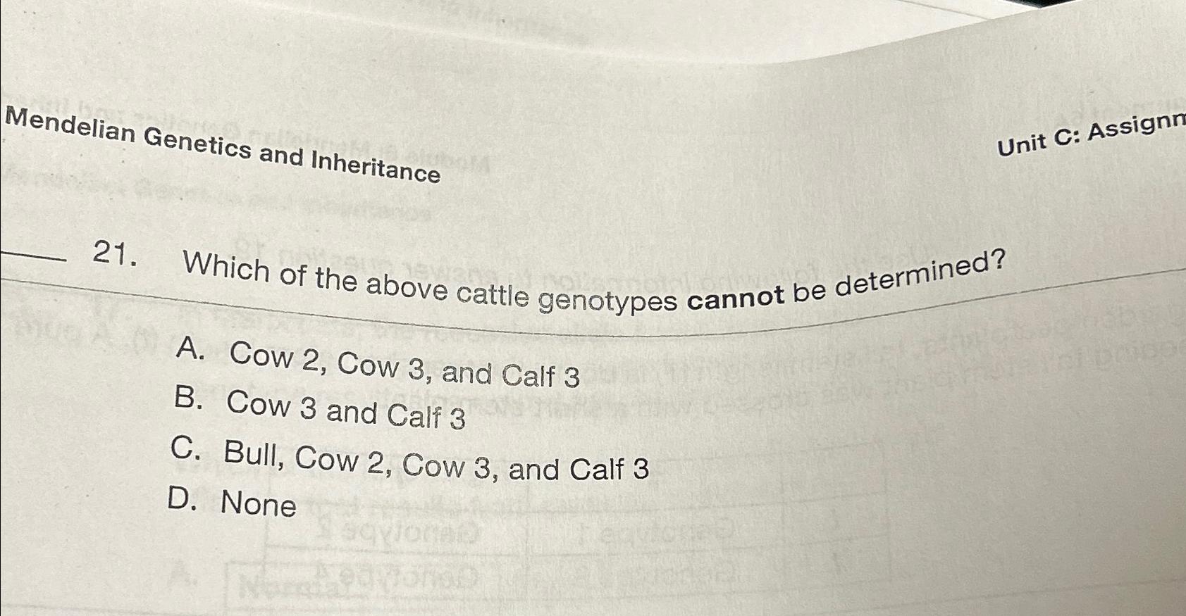 Solved Mendelian Genetics and InheritanceUnit C: Assignn21. | Chegg.com
