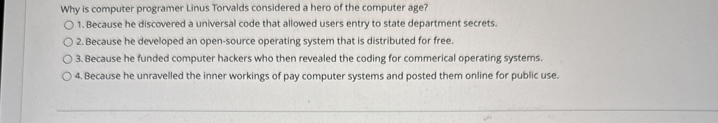 Solved Why is computer programer Linus Torvalds considered a | Chegg.com