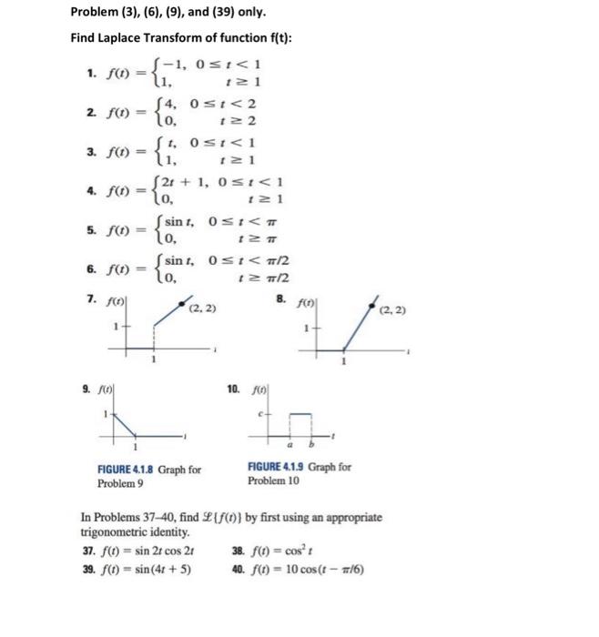 Solved Find Laplace Transform of function f(t) : 1. | Chegg.com