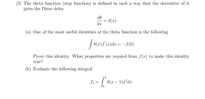 Solved The theta function (step function) is defined in such | Chegg.com