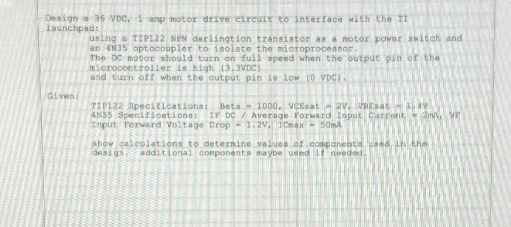 Design A 36 ﻿vdc 1 ﻿amp Motor Drive Circuit To