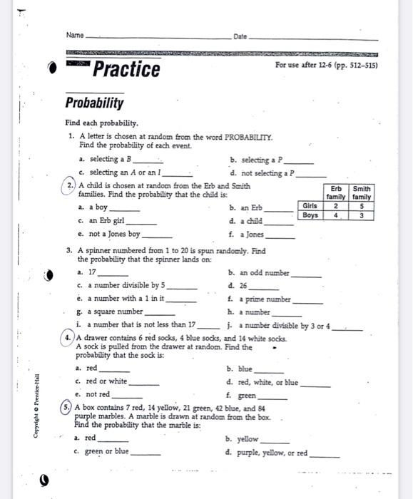 Solved Name Date Practice For use after 12-6 (pp. 512-515) | Chegg.com