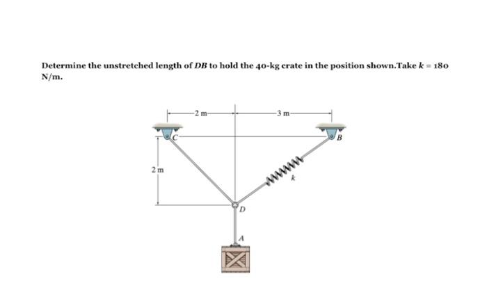 Solved Determine the unstretched length of DB to hold the | Chegg.com