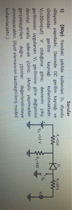 Solved The D1 diode used in the figure below has a silicon | Chegg.com
