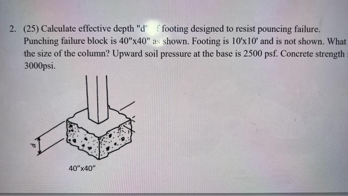 Solved (25) Calculate effective depth "d" f footing designed | Chegg.com