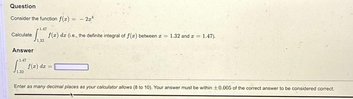 Solved Consider the function f(x)=−2x4 Calculate | Chegg.com