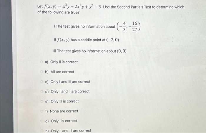 Solved Let \\( f(x, y)=x^{3} y+2 x^{2} y+y^{2}-3 \\). Use | Chegg.com