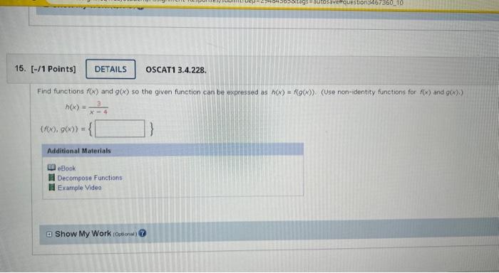 Solved Find Functions F X And G X So The Given Function