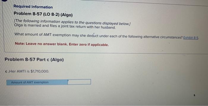 Solved Problem 8-57 (LO 8-2) (Algo) [The following | Chegg.com
