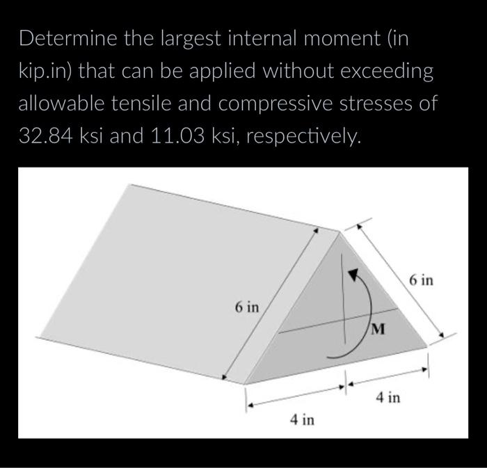 Solved Determine the largest internal moment (in kip.in) | Chegg.com