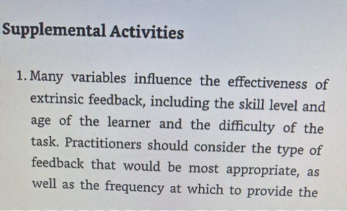 Solved 1. Many variables influence the effectiveness of | Chegg.com