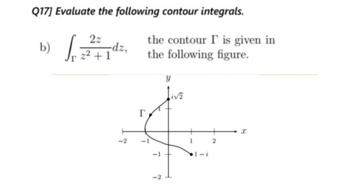 Solved Q17) Evaluate the following contour integrals. 22 b) | Chegg.com