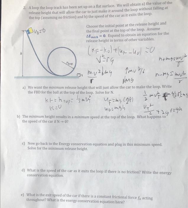 Solved a 2. A loop the loop track has been set up on a flat | Chegg.com