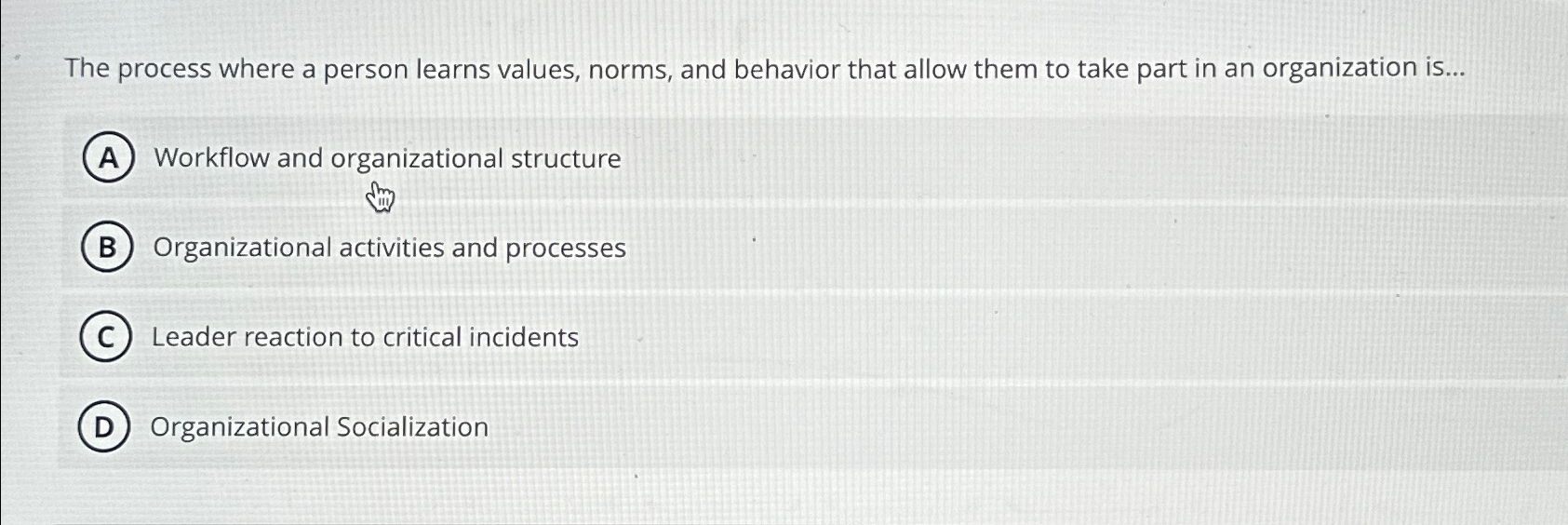 Solved The process where a person learns values, norms, and | Chegg.com