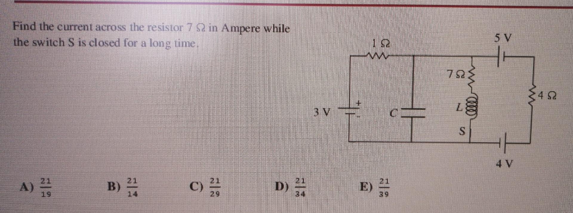 Solved Find the current across the resistor 7Ω in Ampere | Chegg.com
