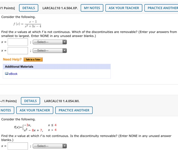 Solved J1 Points) DETAILS LARCALC10 1.4.504.XP. MY NOTES ASK | Chegg.com
