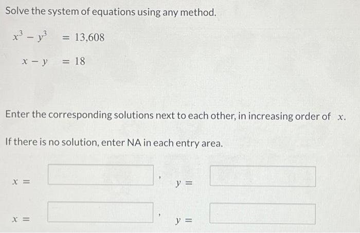Solved Solve the system of equations using any method. | Chegg.com