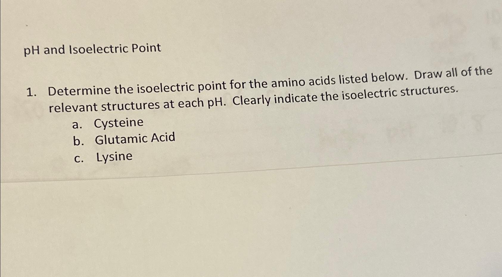 Solved pH ﻿and Isoelectric PointDetermine the isoelectric | Chegg.com