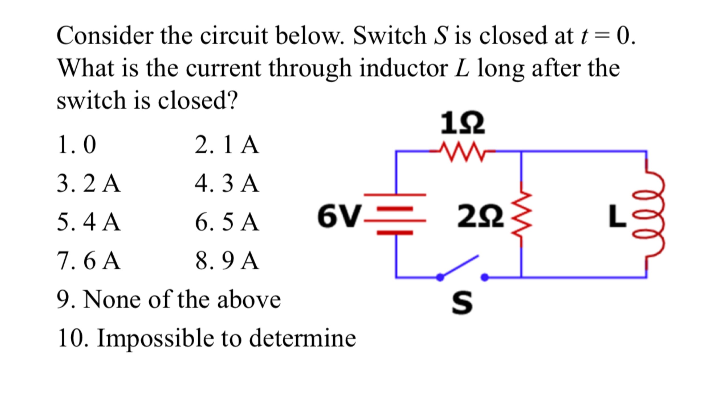 Solved Consider the circuit below. Switch S ﻿is closed at | Chegg.com