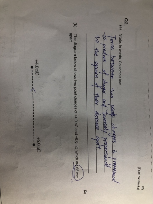 Solved (2) (Total 12 marks) Q2. (a) State, in words, | Chegg.com