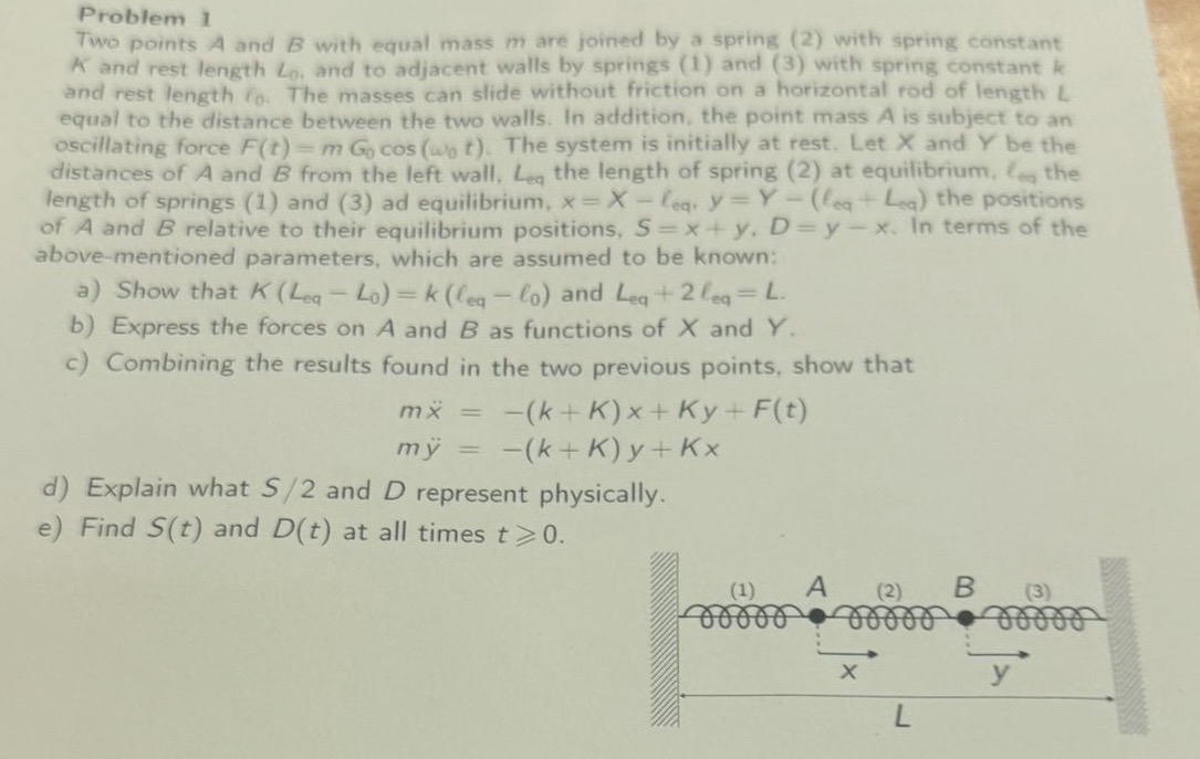 Solved Problem 1Two points A and B ﻿with equal mass m ﻿are | Chegg.com