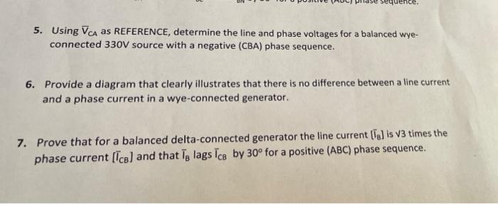 Solved 5. Using Vca as REFERENCE, determine the line and | Chegg.com